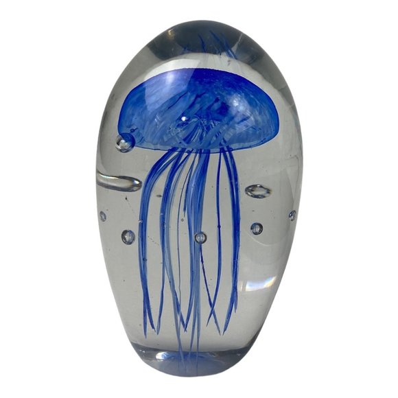 Art | Vintage Art Bubble Glass Blue Jelly Fish Nautical Ocean ...